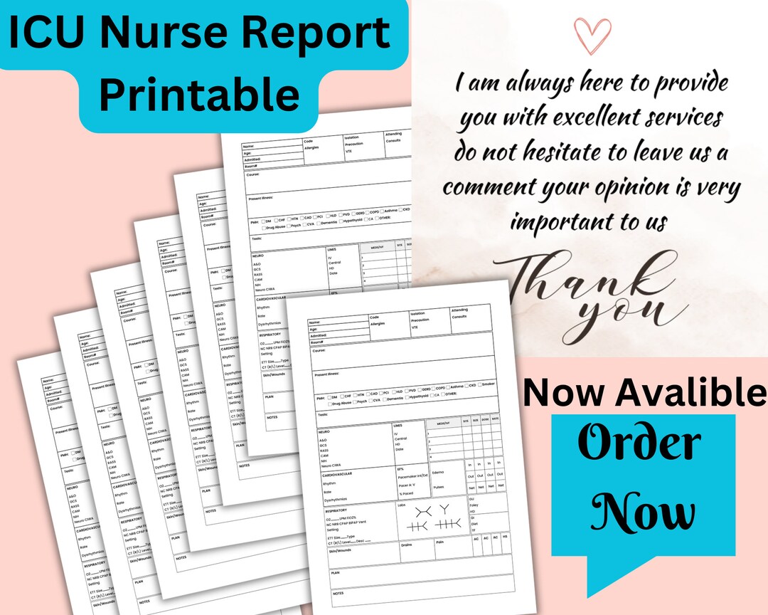 ICU Report Sheet, Critical Care Report Sheet, Nurse ICU Brain, Nursing ...