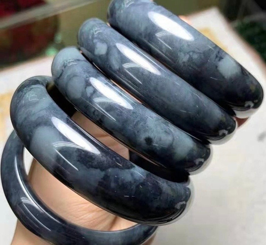 Black Jade Stone Bangle Big Size - Etsy