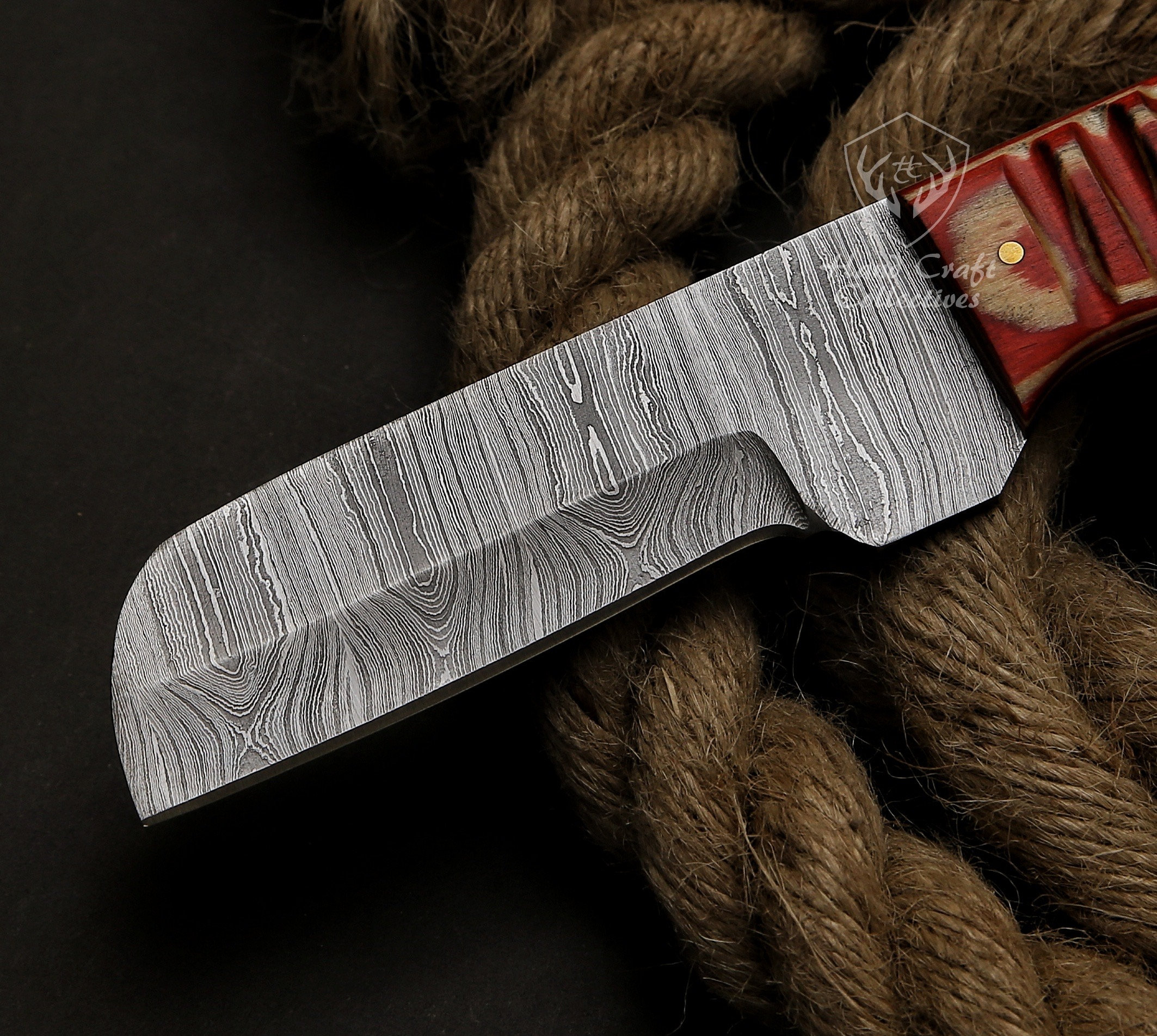 8custom Handmade Damascus Steel Cow Bull Cutter Knife With Exotic Wood ...