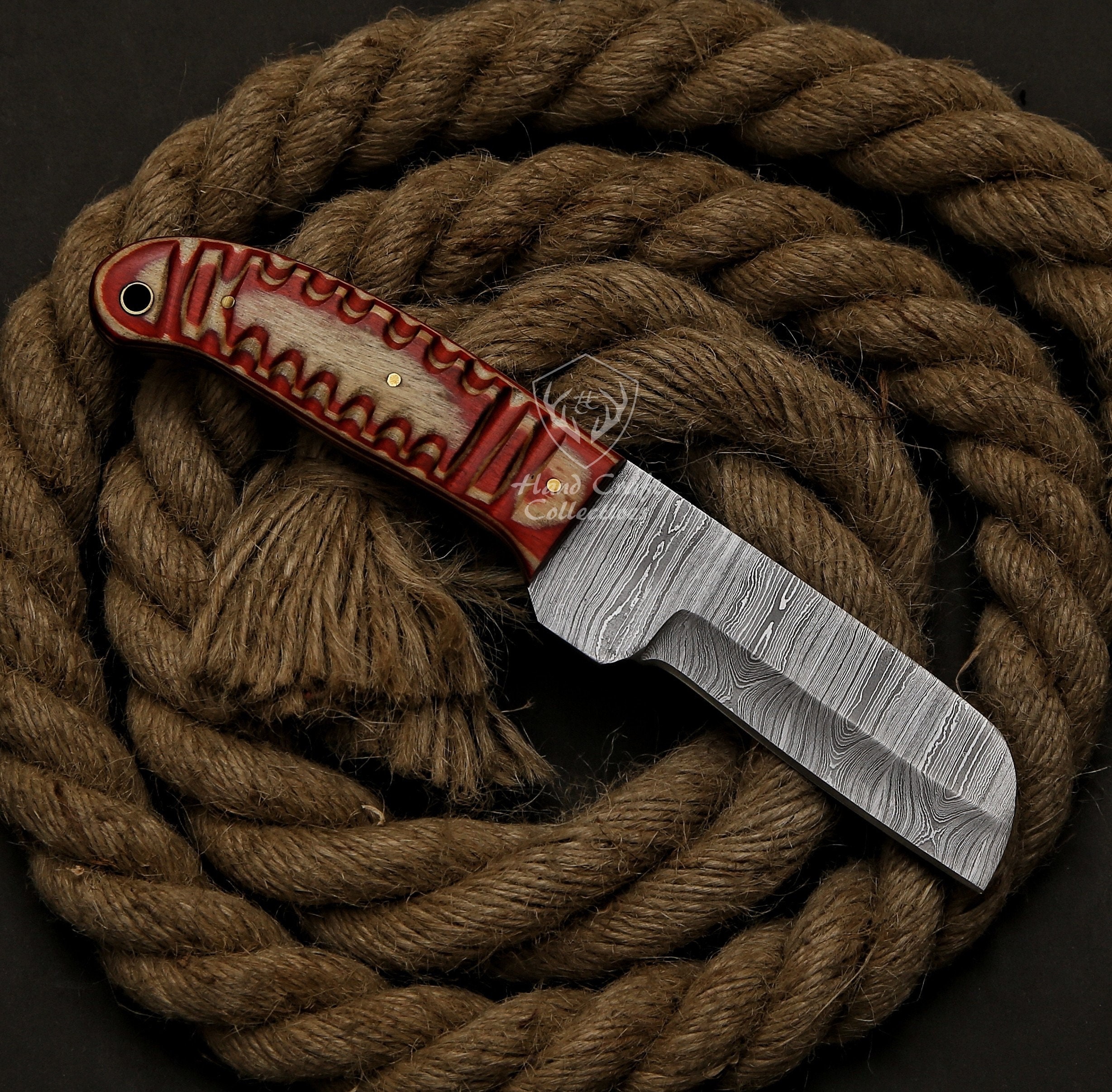 8custom Handmade Damascus Steel Cow Bull Cutter Knife With Exotic Wood Handle and Customize ...