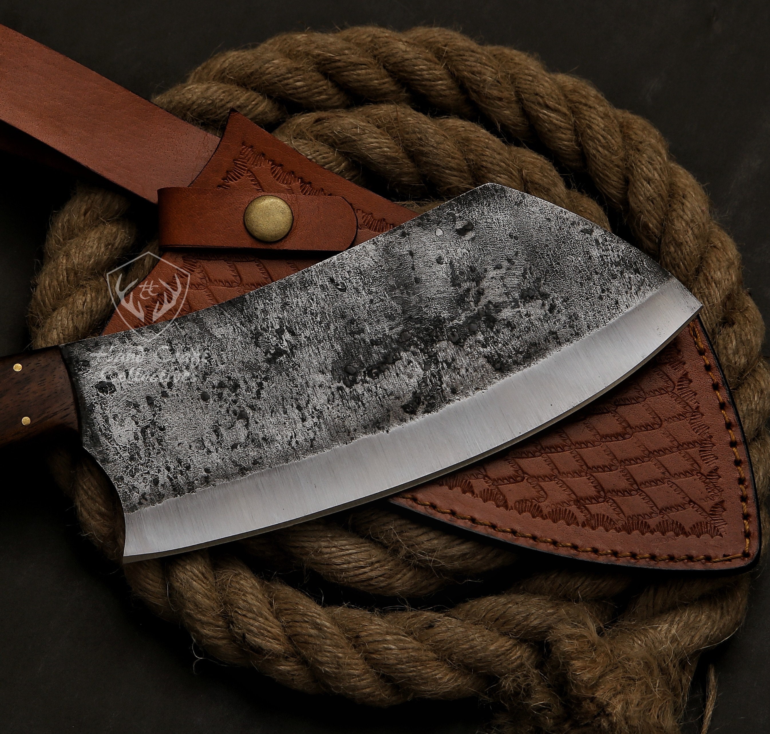 Chef Cleaver Chopper Kitchen Butcher Full Tang Handmade High Carbon ...