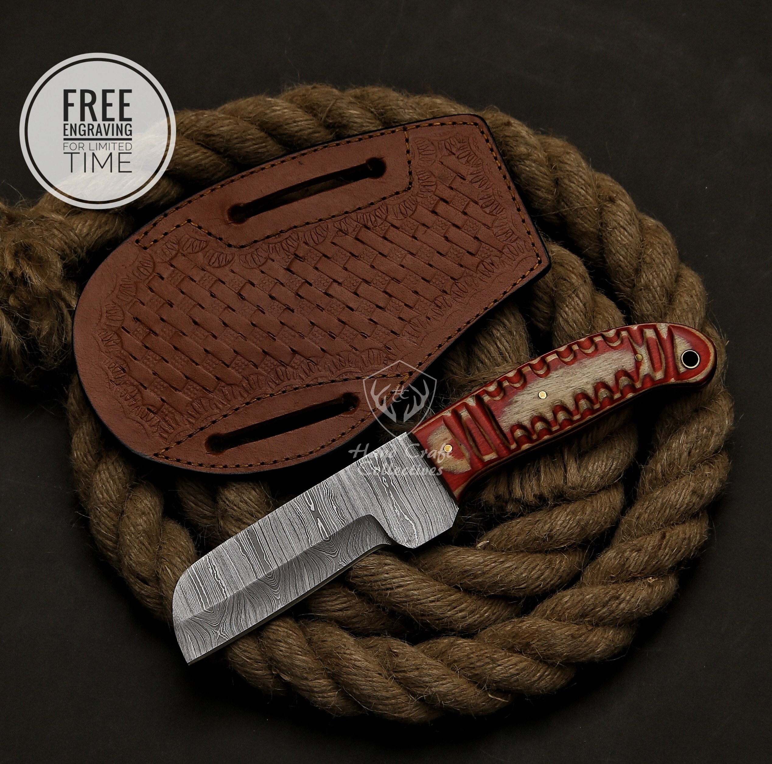 8custom Handmade Damascus Steel Cow Bull Cutter Knife With Exotic Wood ...