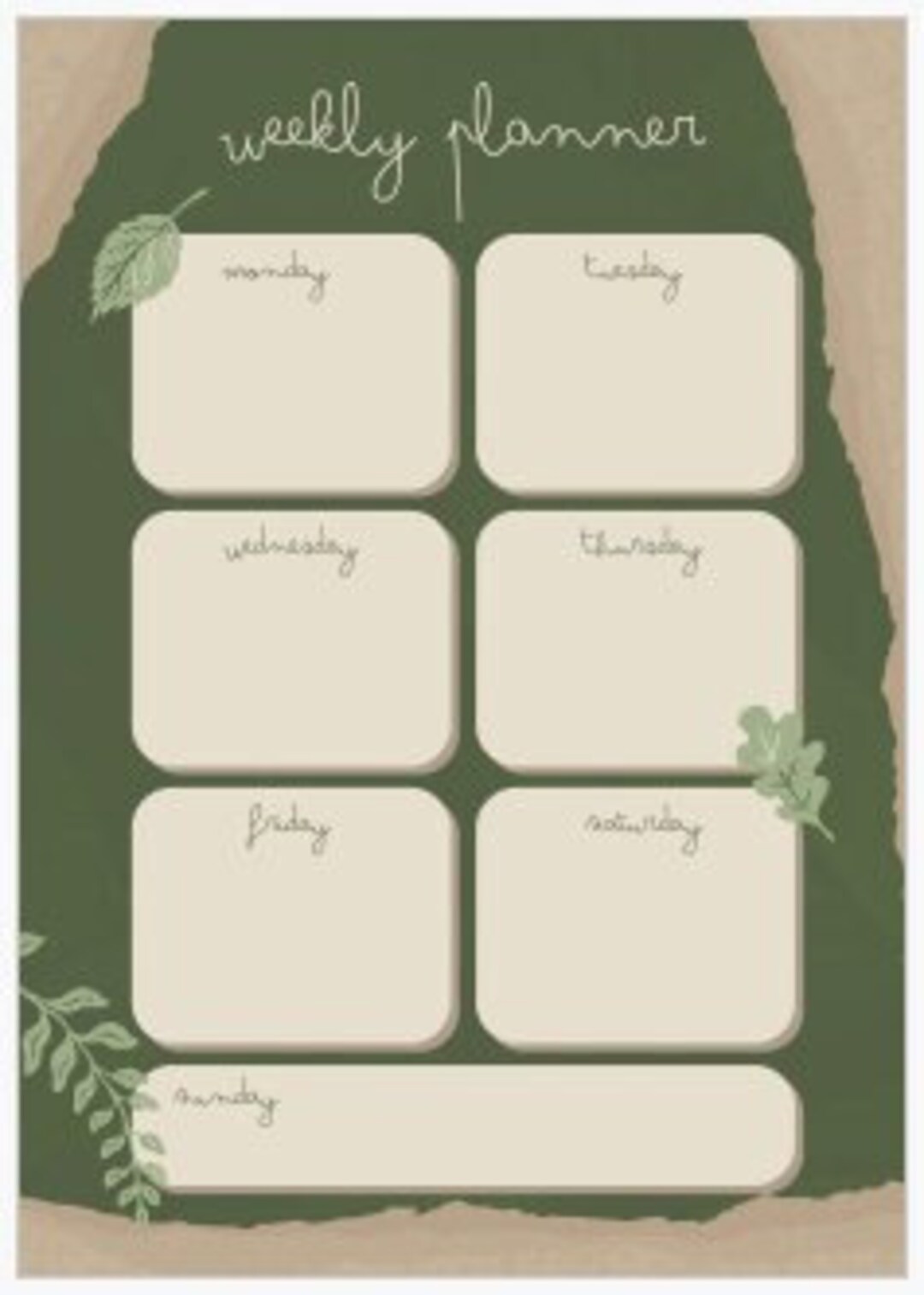 Green Rustic Aesthetic Weekly Planner Digital - Etsy