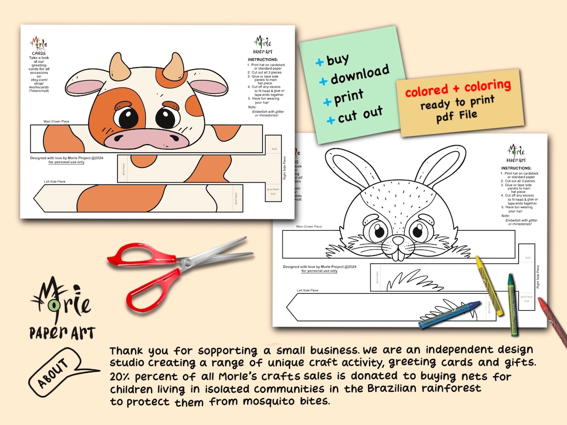 Farm Animals Paper Crowns Pig Rabbit Cow Pony Sheep Chicken Printable ...