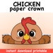 Chicken Paper Crown Animal Farm Party Printable Kids Craft Birthday ...
