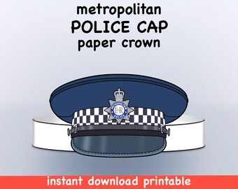 Printable Police Paper Cap Colored Fun Kids Craft Pdf Instant Download ...