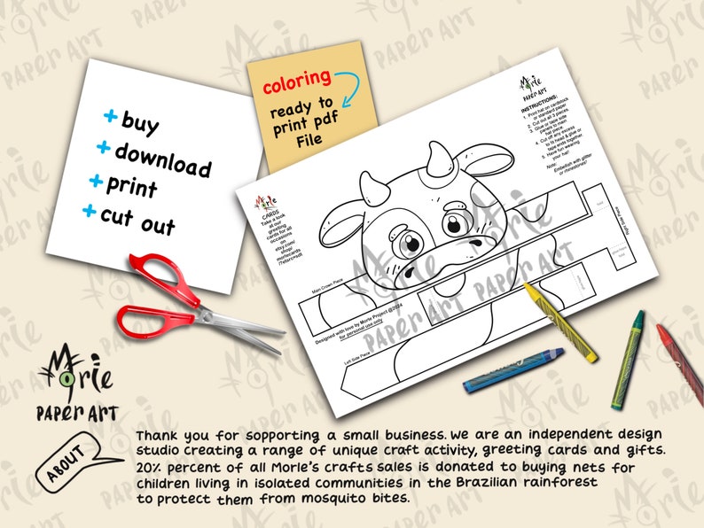 Cow Paper Crown Coloring Animal Farm Party Printable Kids Craft ...