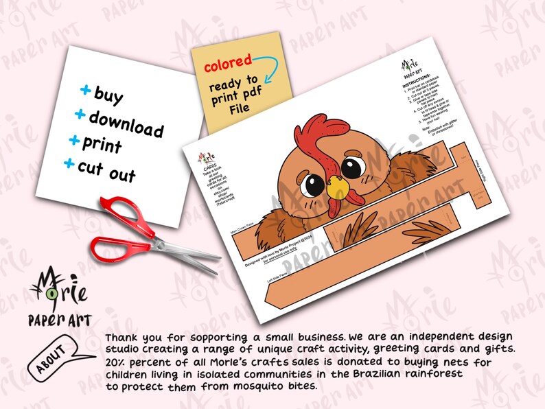 Chicken Paper Crown Animal Farm Party Printable Kids Craft Birthday Gift Pig Printable Kids ...