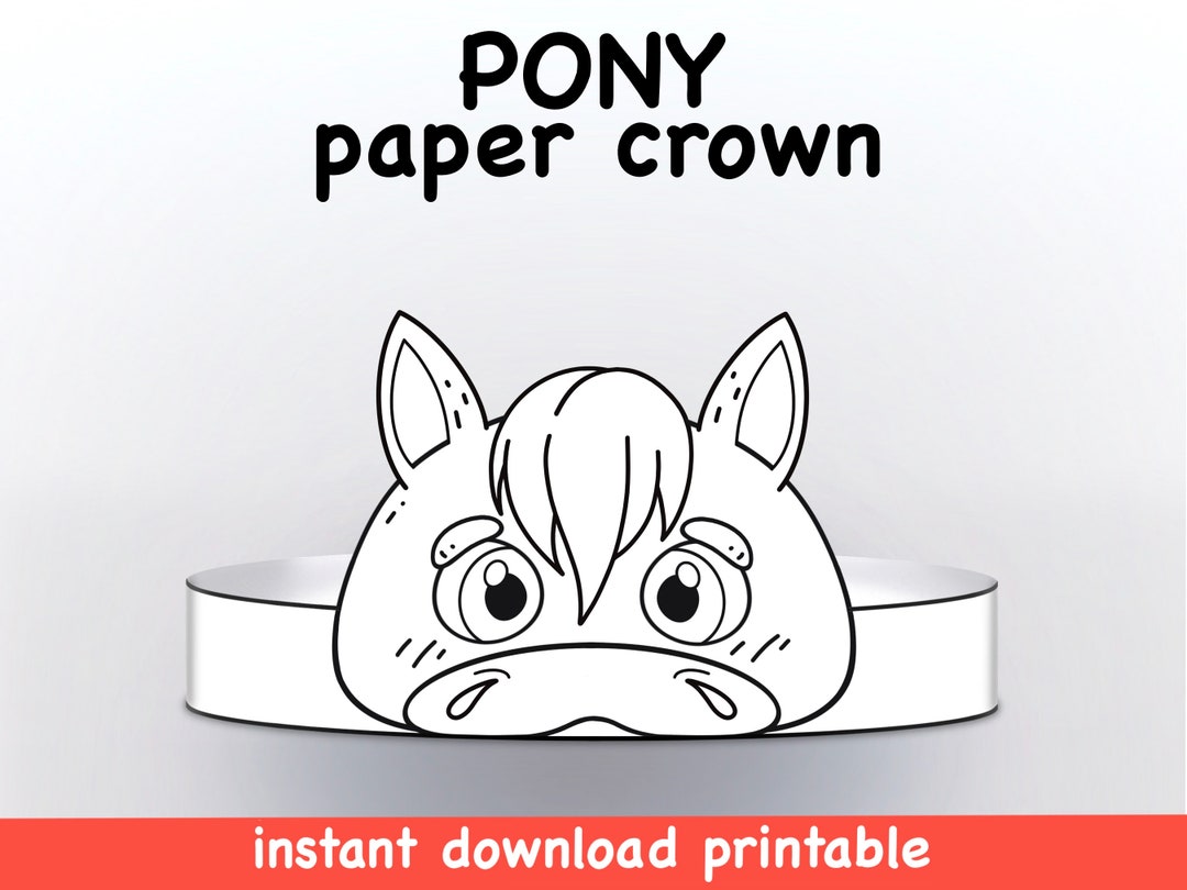 Pony Paper Crown Coloring Animal Farm Party Printable Kids Craft ...
