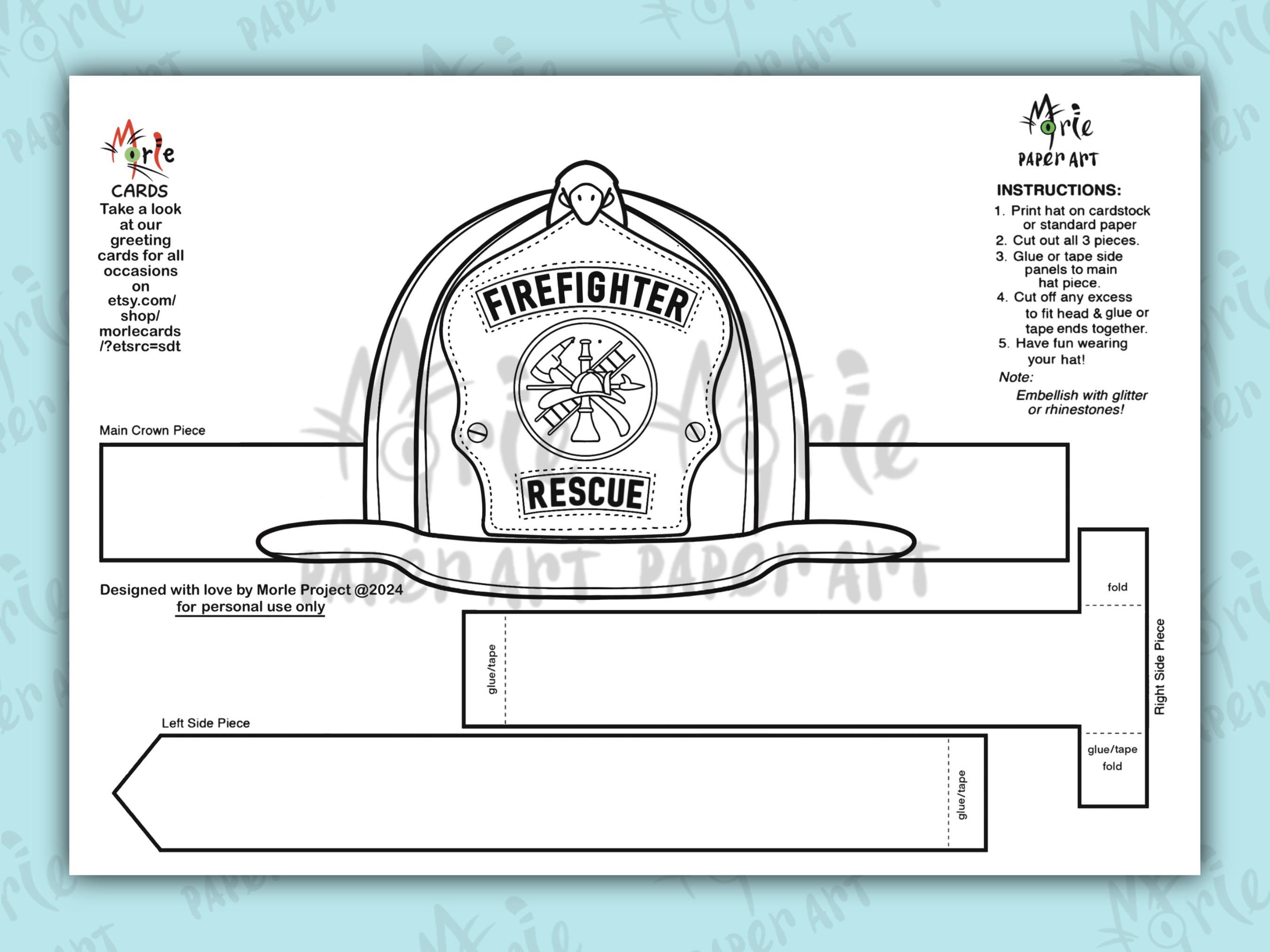Physical Coloring Firefighter Paper Crown Party Hats, Easy to Make Fun ...