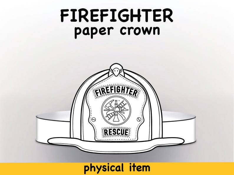 Physical Coloring Firefighter Paper Crown Party Hats, Easy to Make Fun ...