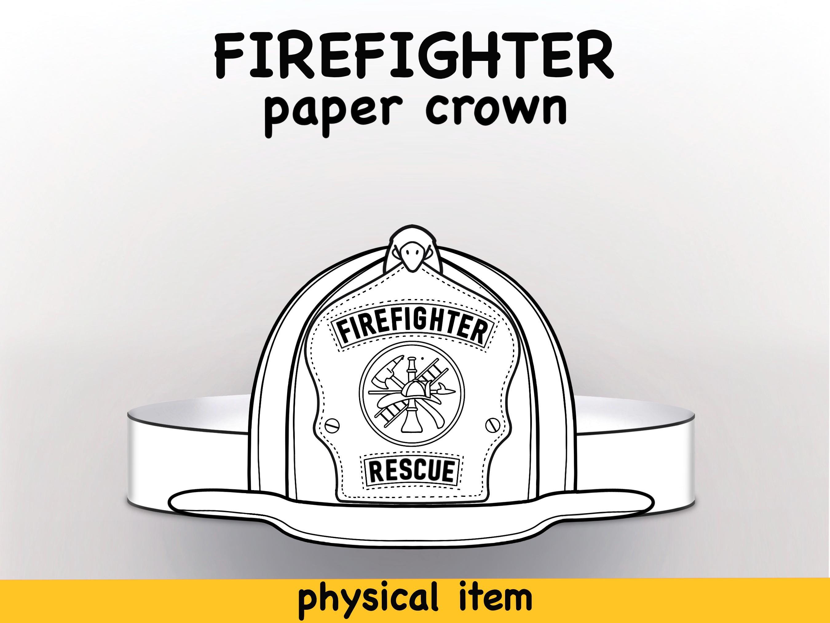 Physical Coloring Firefighter Paper Crown Party Hats, Easy to Make Fun ...