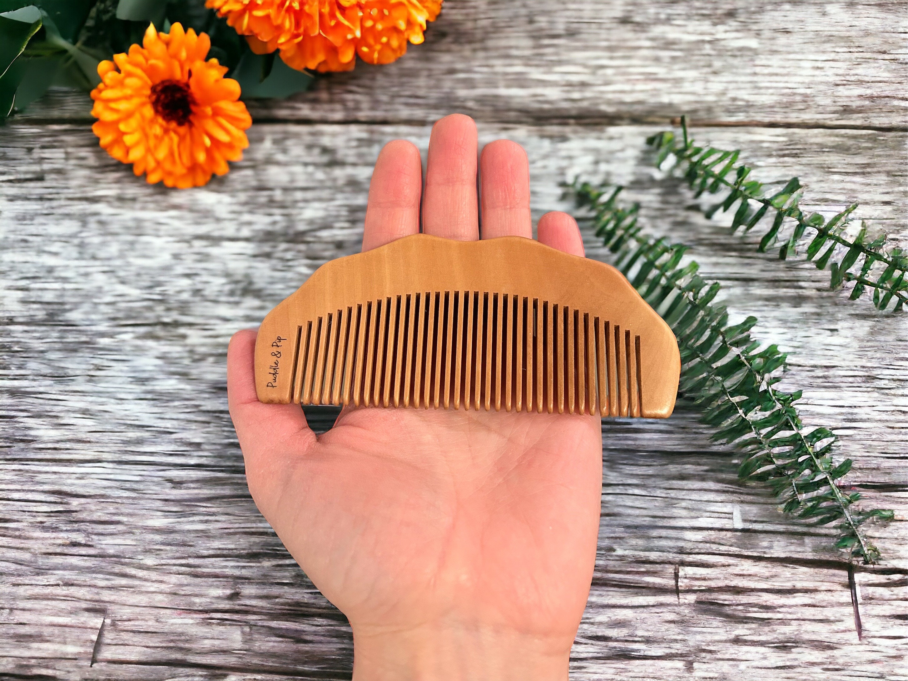 Eco Wavy Edged Peach Wood Birthing Comb, Acupressure Comb ...