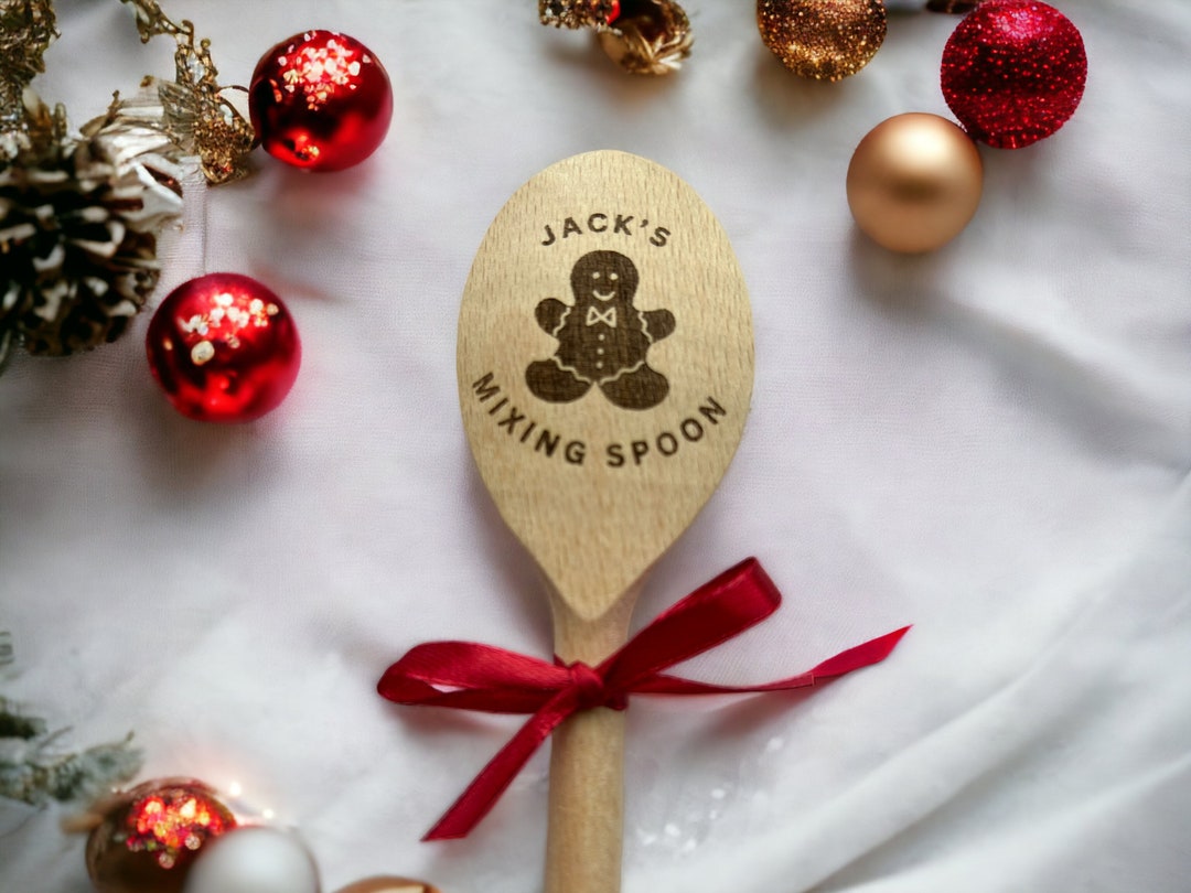 Child’s Gingerbread Wooden Spoon, Personalised Baking Spoon, Mixing ...