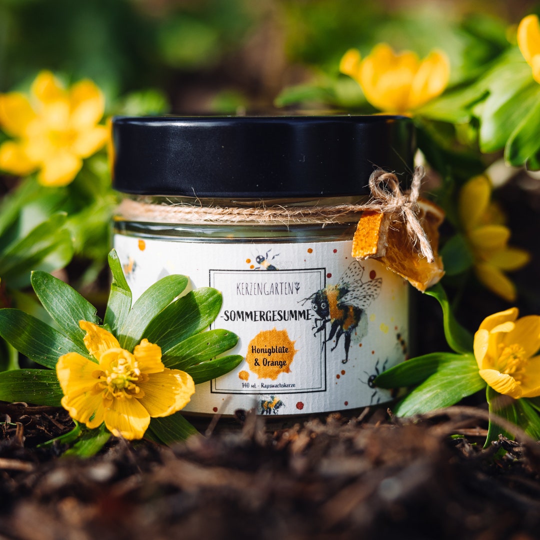 Sustainable Scented Candle in a Glass Summer Hum honey - Etsy