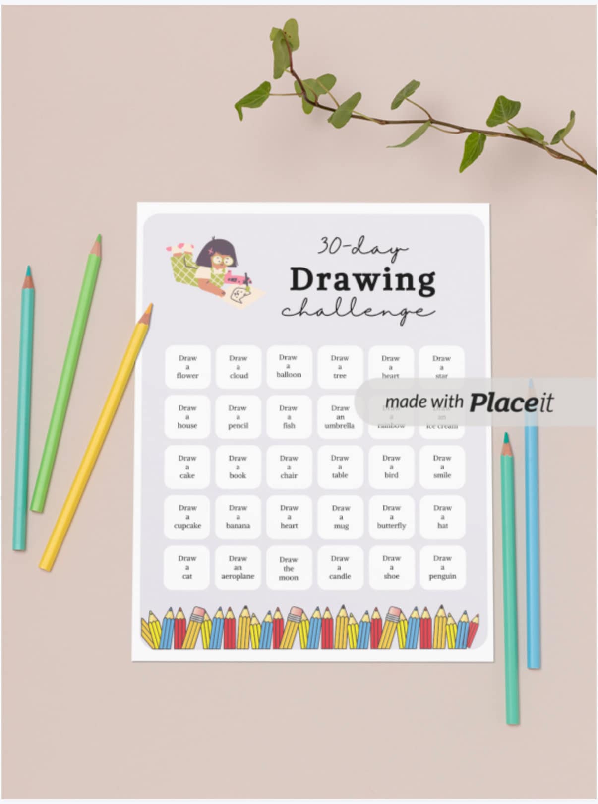 30 Day Drawing Challenge for Kids- Pack of 4 - Etsy