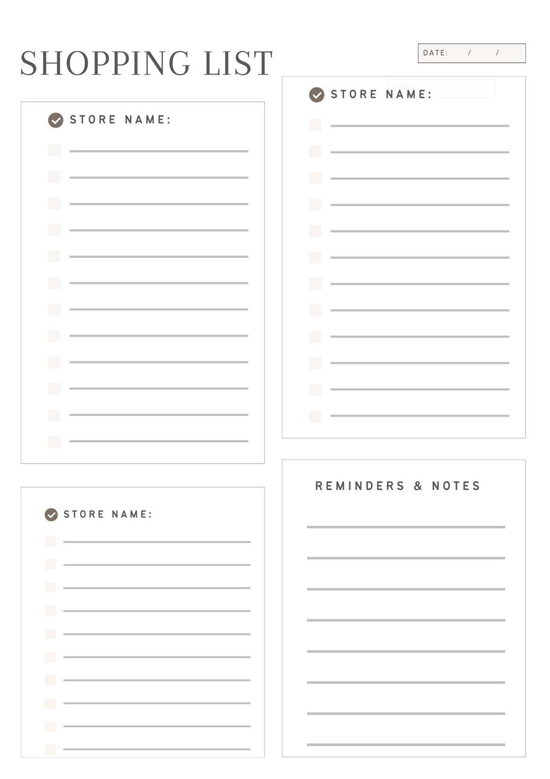 Shopping Checklist - Etsy