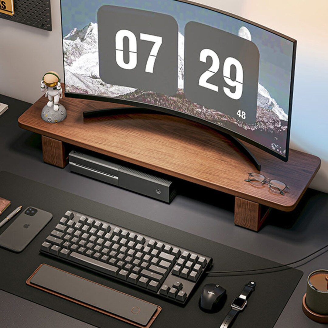 Computer Stand Desktop Monitor Pedestal Office Desk Bamboo - Etsy