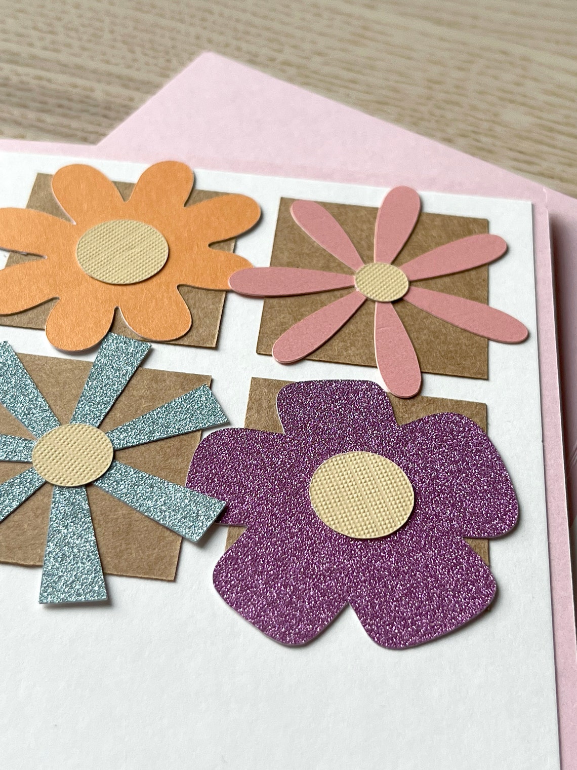 Flower Card | Paper Handmade | Blank Inside Simple - Etsy