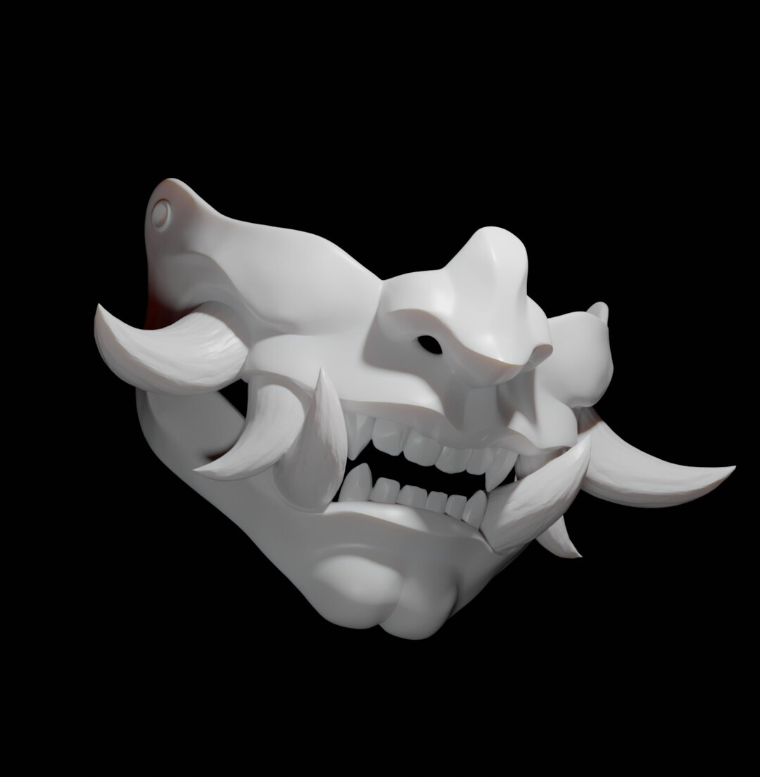 BONE BITE, Japanese Death God, Oni Demon, Handmade Half Hannya Mask. - Etsy