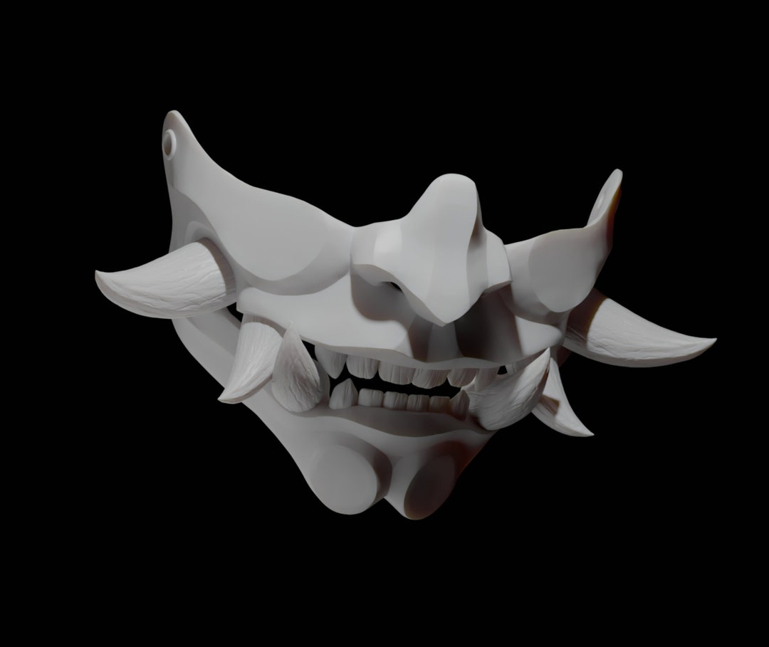 BONE SNARL, Guy Fawkes Japanese Death God, Oni Demon, Handmade Half ...