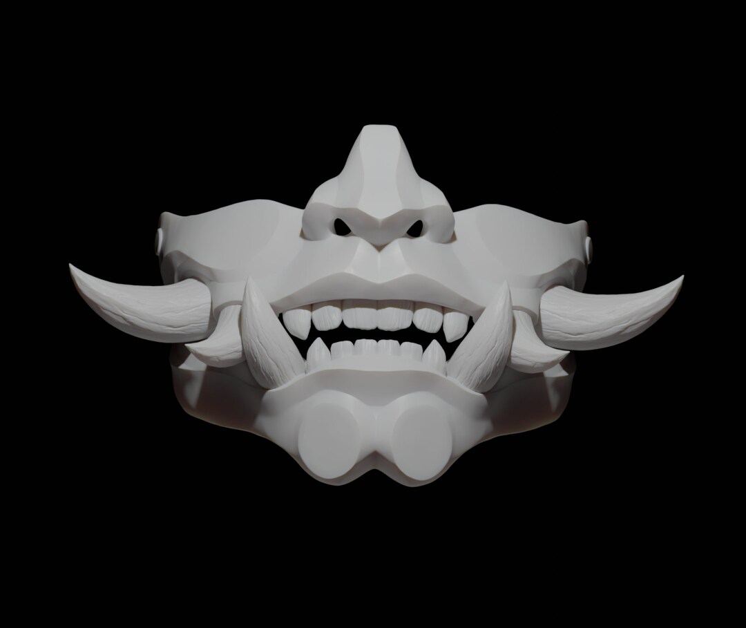 BONE SNARL, Japanese Death God, Oni Demon, Handmade Half Hannya Mask ...