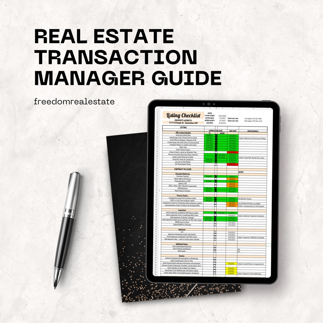 Real Estate Transaction Checklist Seller and Buyer Guide, Transaction ...
