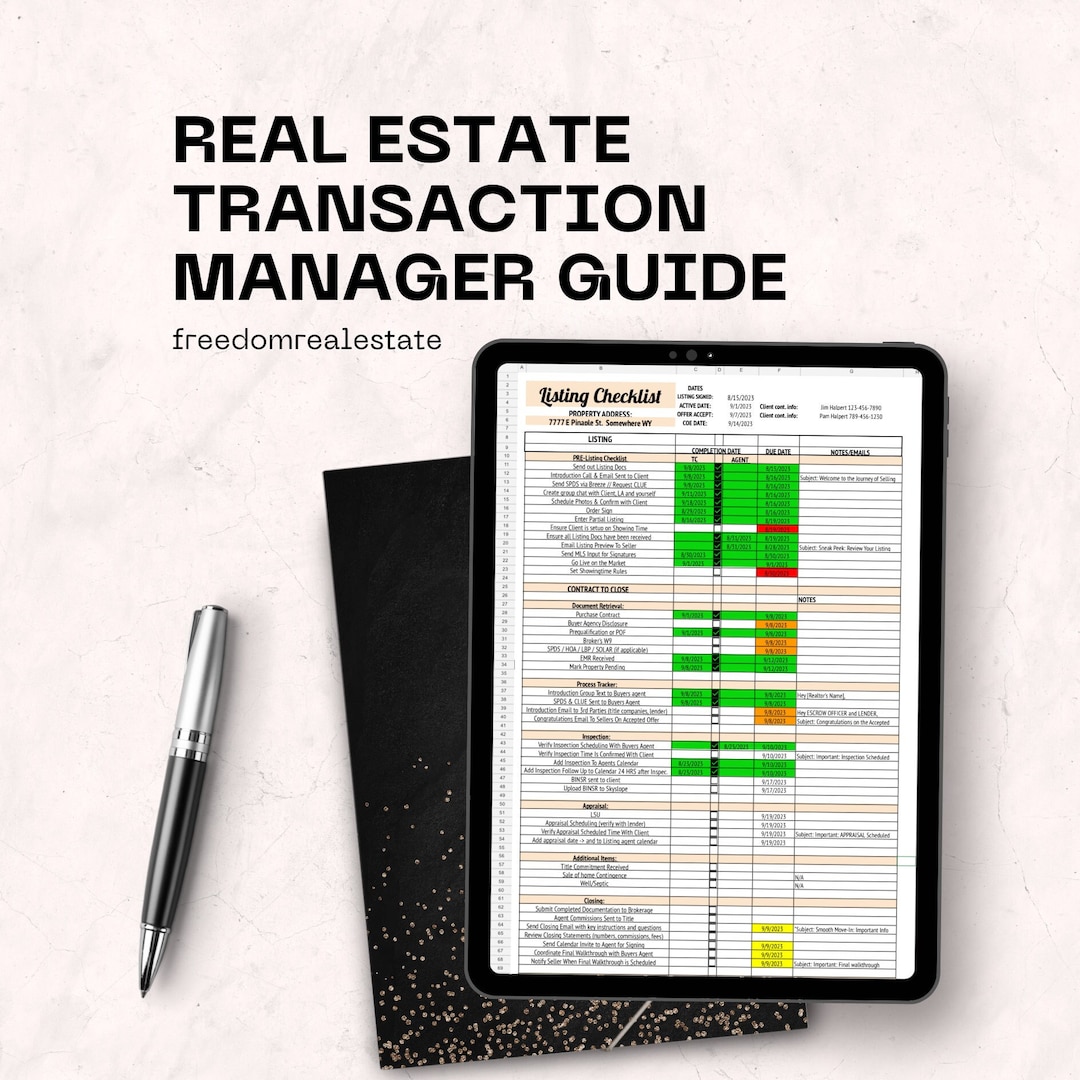 Real Estate Transaction Checklist - Seller and Buyer Guide, Transaction ...
