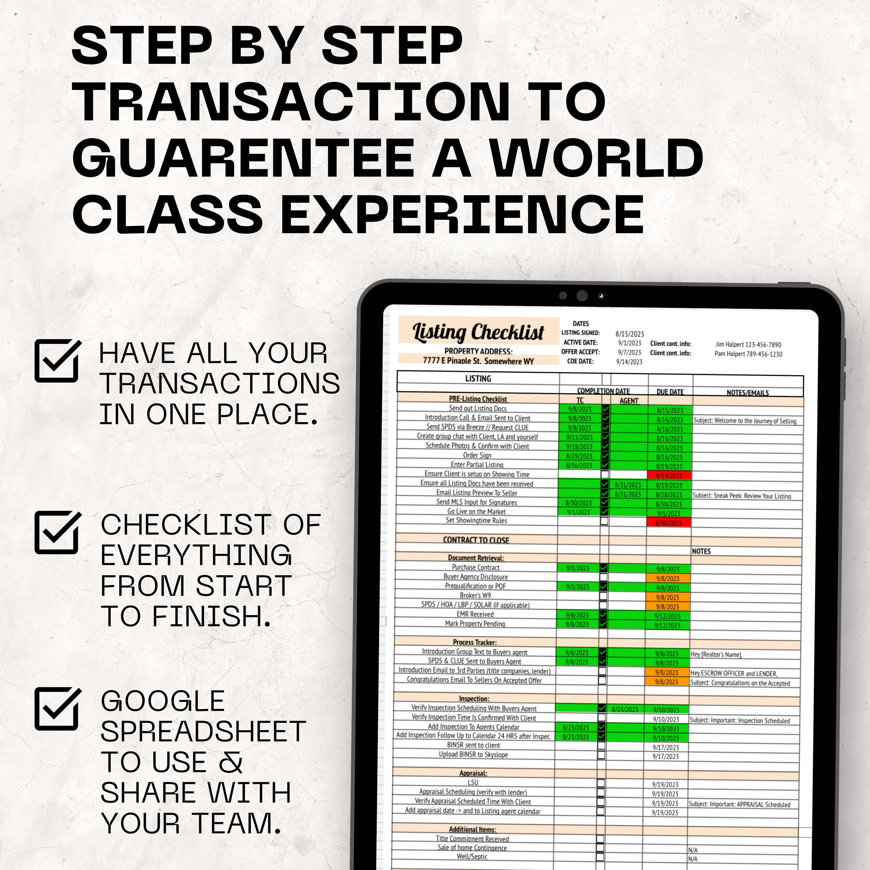 Auto Calculating Transaction Coordinator Checklist - Seller and Buyer ...