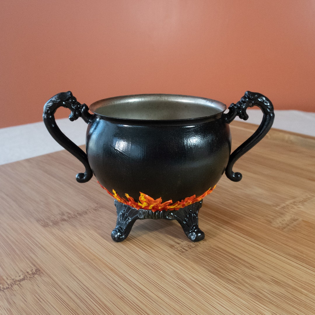 Burning Cauldron Incense Smudge Pot Repurposed Repainted Silver Plated ...