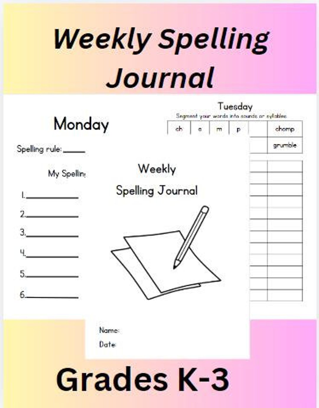 Printable Weekly Spelling Journal for Spelling Word Practice - Etsy
