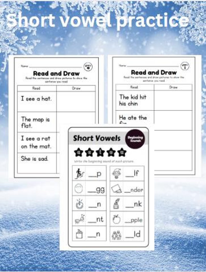 Printable Read and Draw Worksheets for Grade-k - Etsy