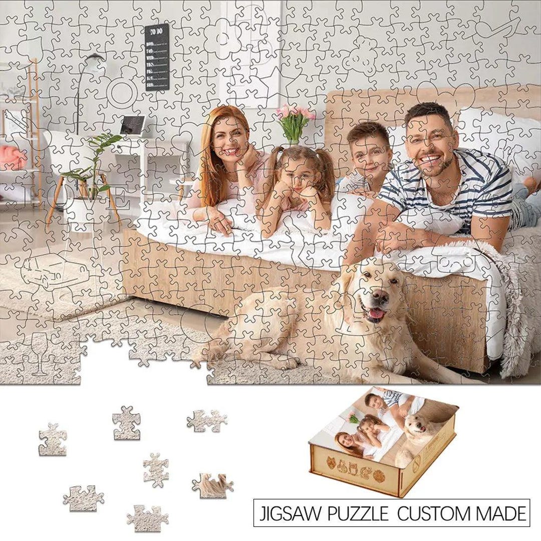 Photo Custom Wooden Puzzle Personalized Jigsaw Round Heart Shape DIY ...