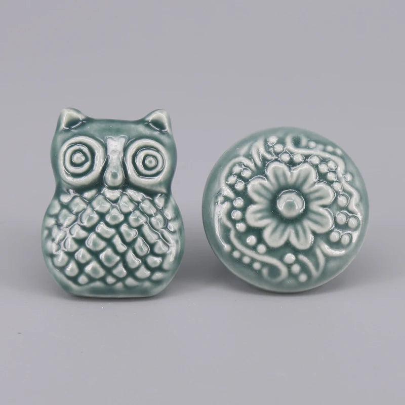 1x Green Color Series Ceramic Knobs Dresser Drawer Cabinet Handle Pulls ...
