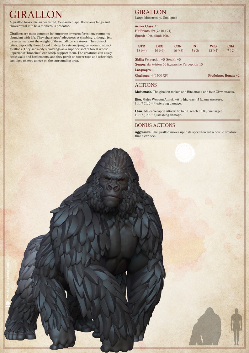 Girallon by Yasashii Kyojin Studios Cub Bear Fantasy Dnd RPG Tabletop ...