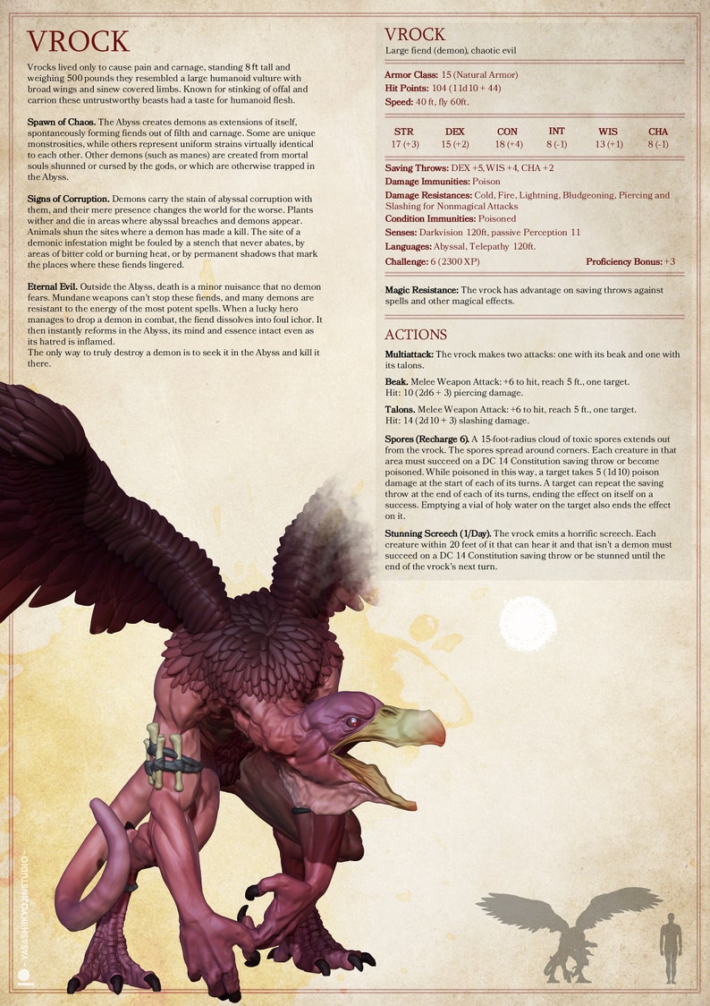 Vrock by Yasashii Kyojin Studios Cub Bear Fantasy Dnd RPG Tabletop ...