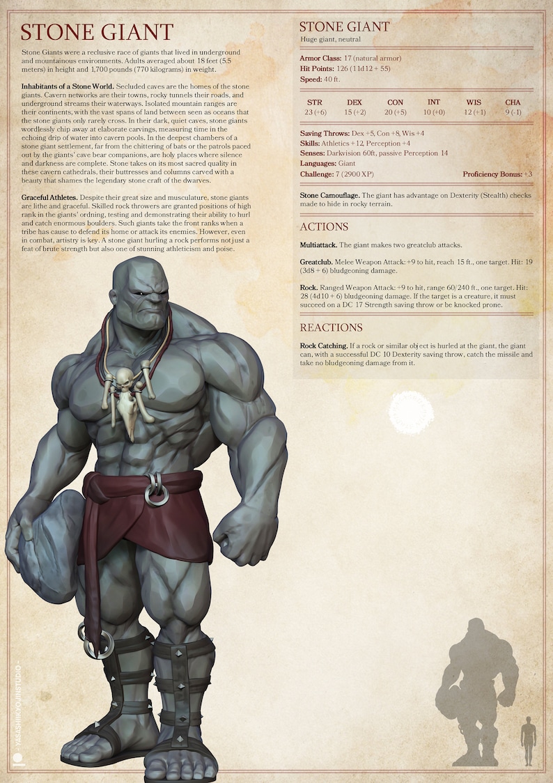 Stone Giant by Yasashii Kyojin Studios Cub Bear Fantasy Dnd RPG ...