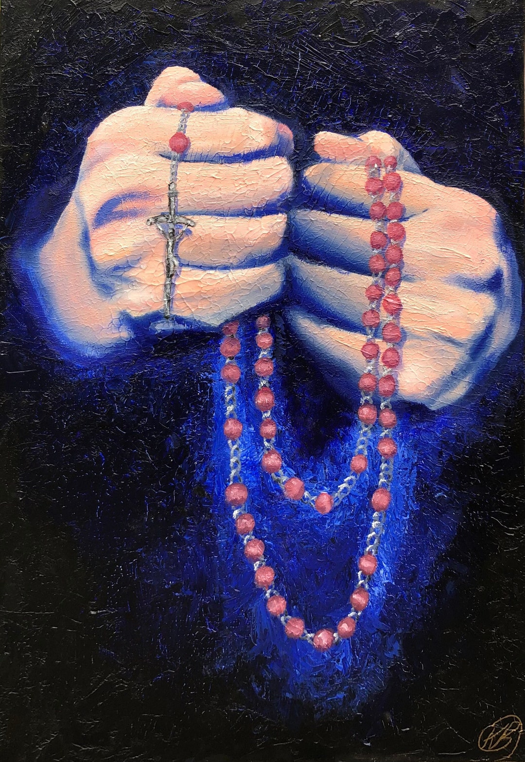 Rosary Painting Catholic Art - Etsy