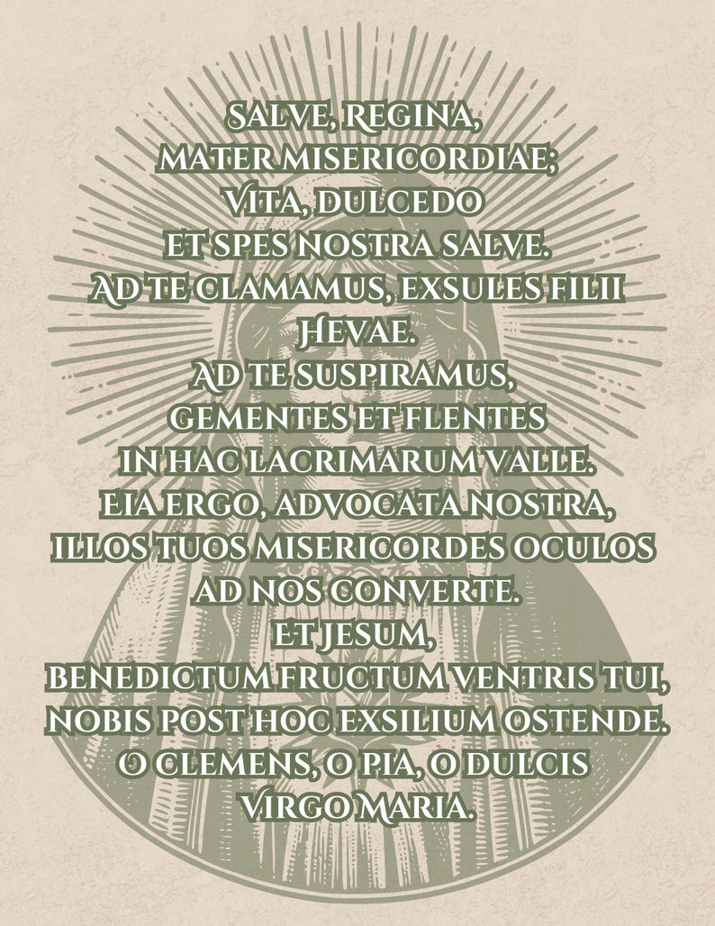 Salve Regina Lyrics Printable Poster Digital Download - Etsy Canada