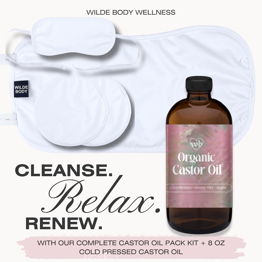 WILDE BODY Castor Oil Pack Wrap Kit With 8oz Castor Oil Included - Etsy