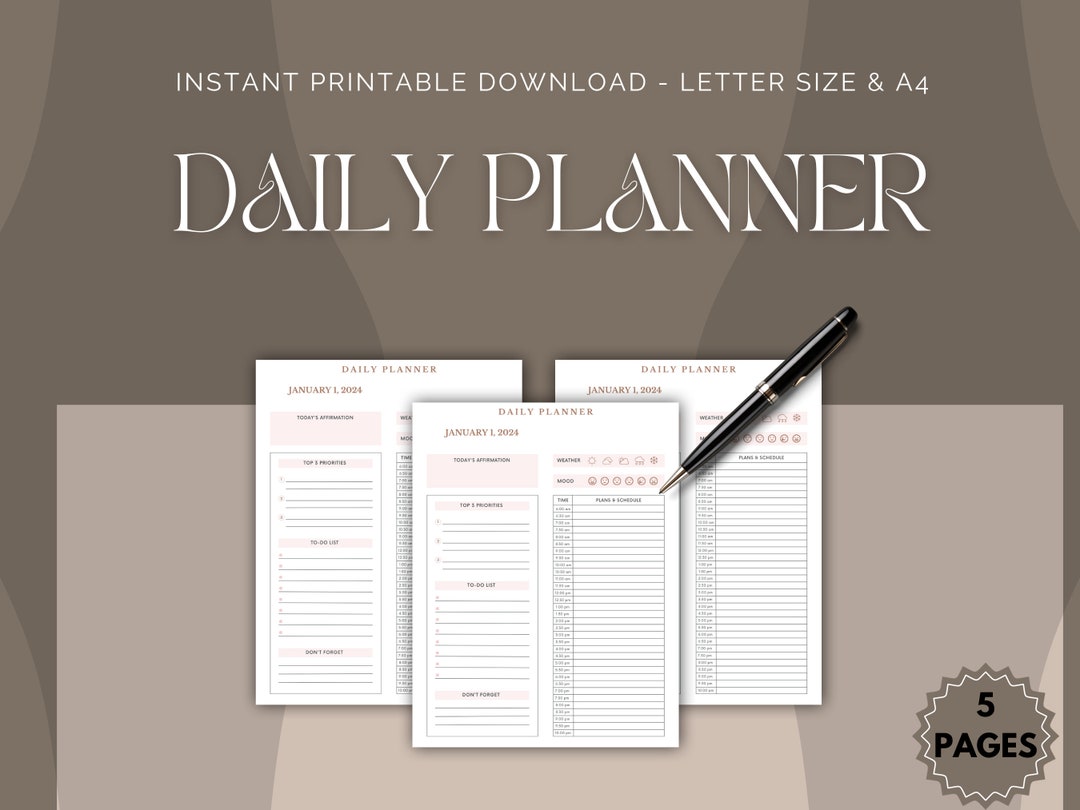 24 Hour Daily Planner Printable, Hourly Planner, Military Time Plan ...