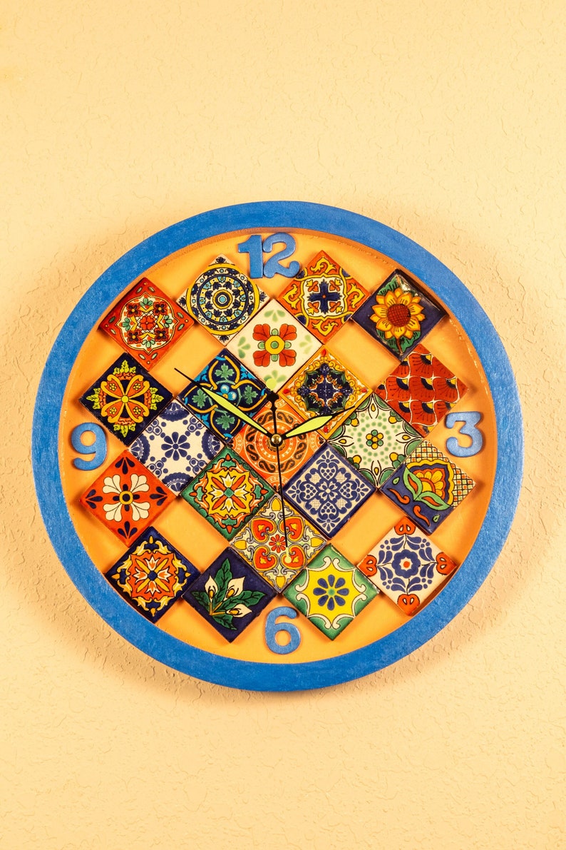 Mexican Tile Clock Blending Cultures - Etsy