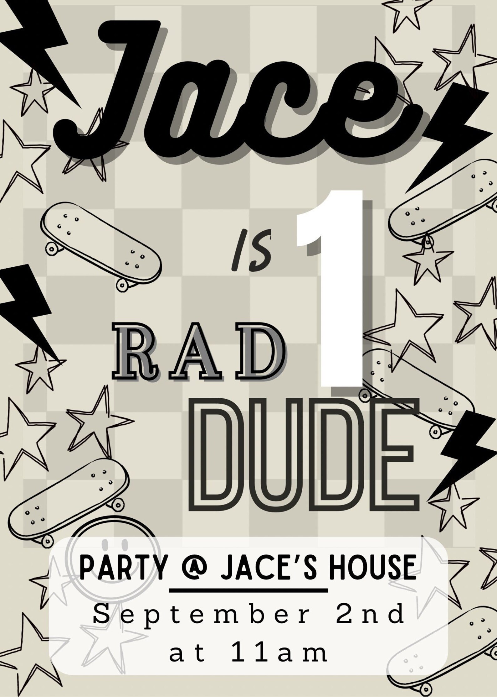 1st Birthday Invitation | 1 Rad Dude - Etsy