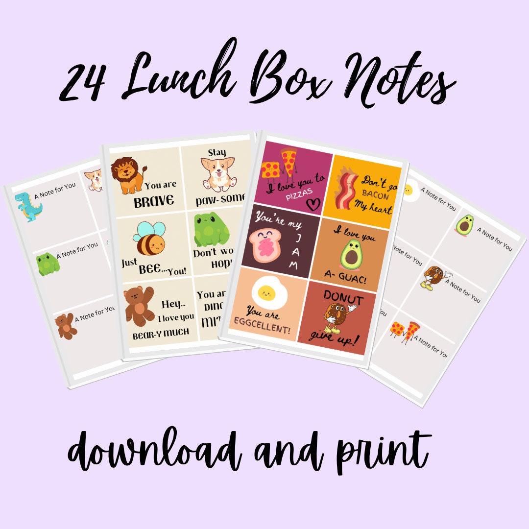 Printable Lunchbox Notes for Kids - 24 Inspirational Messages for ...