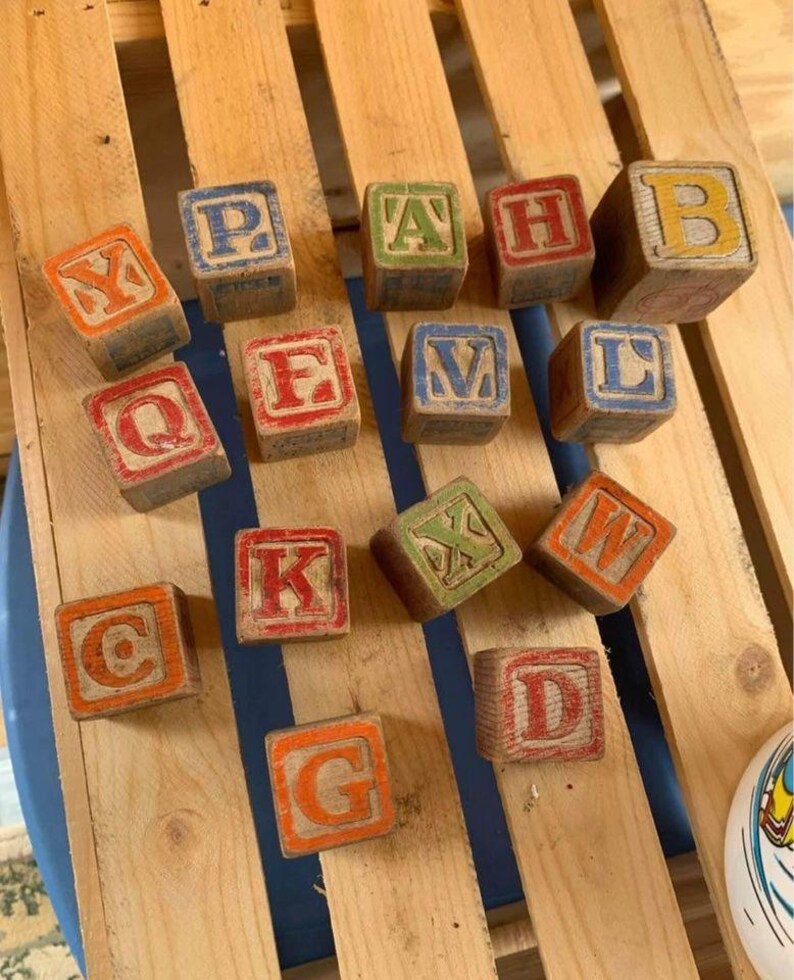 Vintage Wood ABC Blocks - Etsy