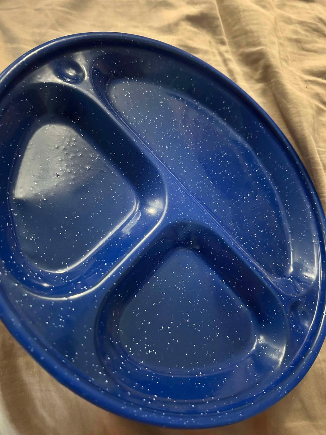 Blue Enamel Sectioned Plate - Etsy