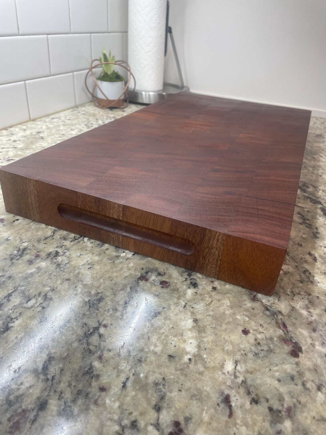 African Mahogany End Grain Butcher Block (w/ Handles) - Cutting Board ...
