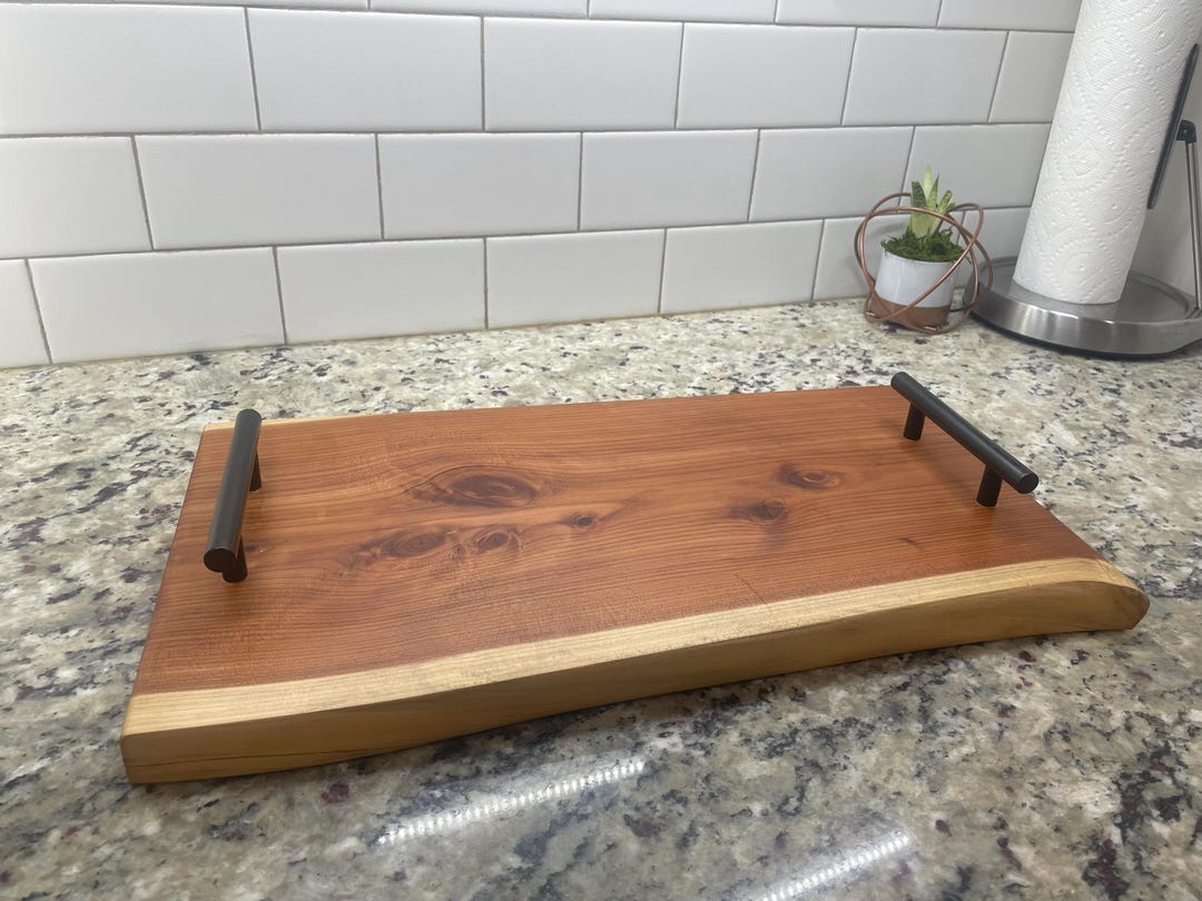 Handmade Cedar Serving Tray, Rustic Farmhouse Decor (17 1/4in X 9 1/4in ...