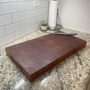 African Mahogany End Grain Butcher Block (w/ Handles) - Cutting Board ...