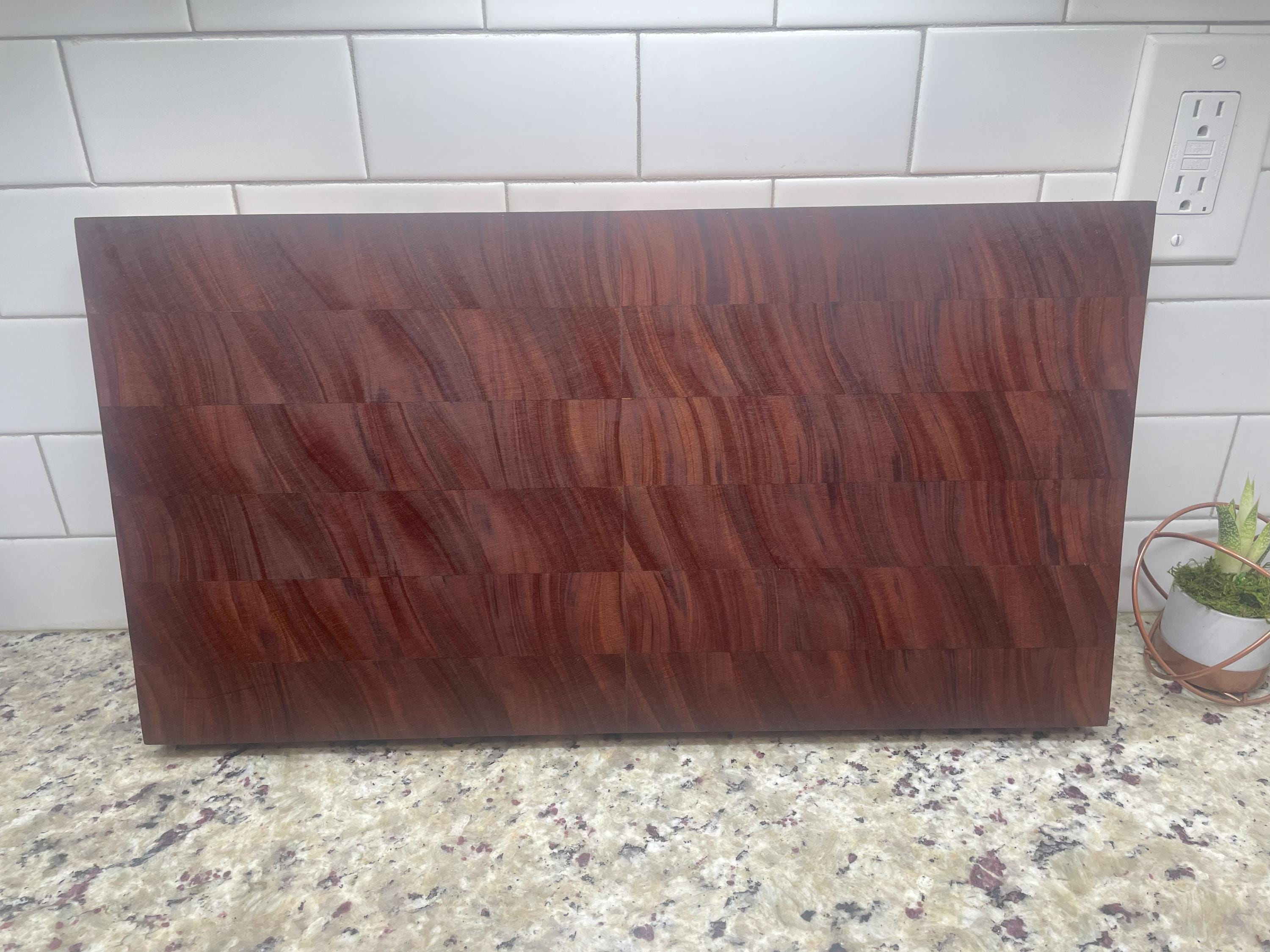African Mahogany End Grain Butcher Block (w/ Handles) - Cutting Board ...